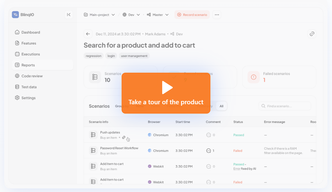 BlinqIO: The First AI Test Engineer - Autonomous Testing Platform